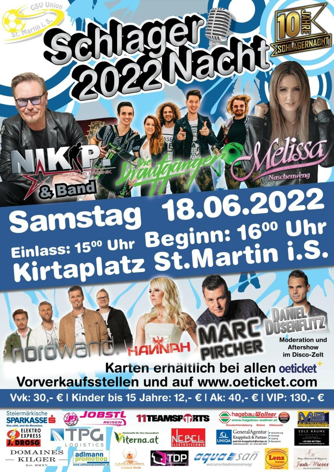 Schlagernacht-Karten in der Gemeinde erhältlich! – St. Martin im Sulmtal